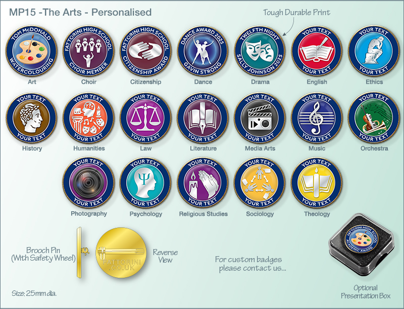 School Subject achievement badges | Fattorini