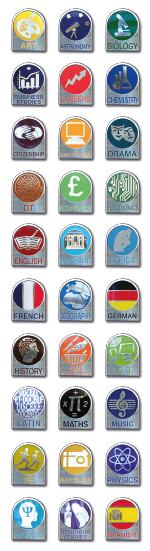 Traditional metal and enamel school badges. Many titles | Fattorini